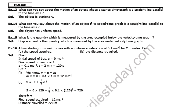 CBSE Class 9 Science Motion Worksheet Set J